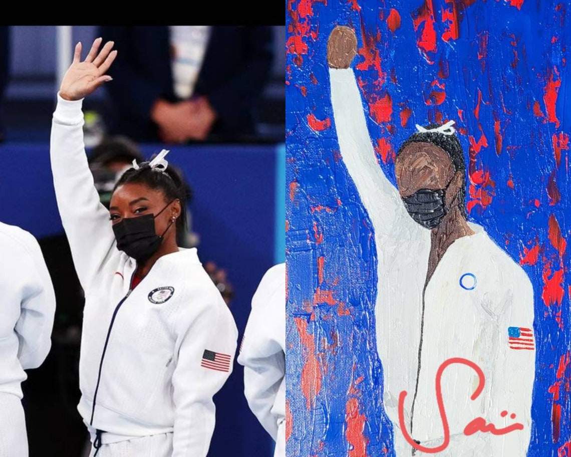 Simone Biles Olympics Original Painting / Portrait Painting / Simone ...