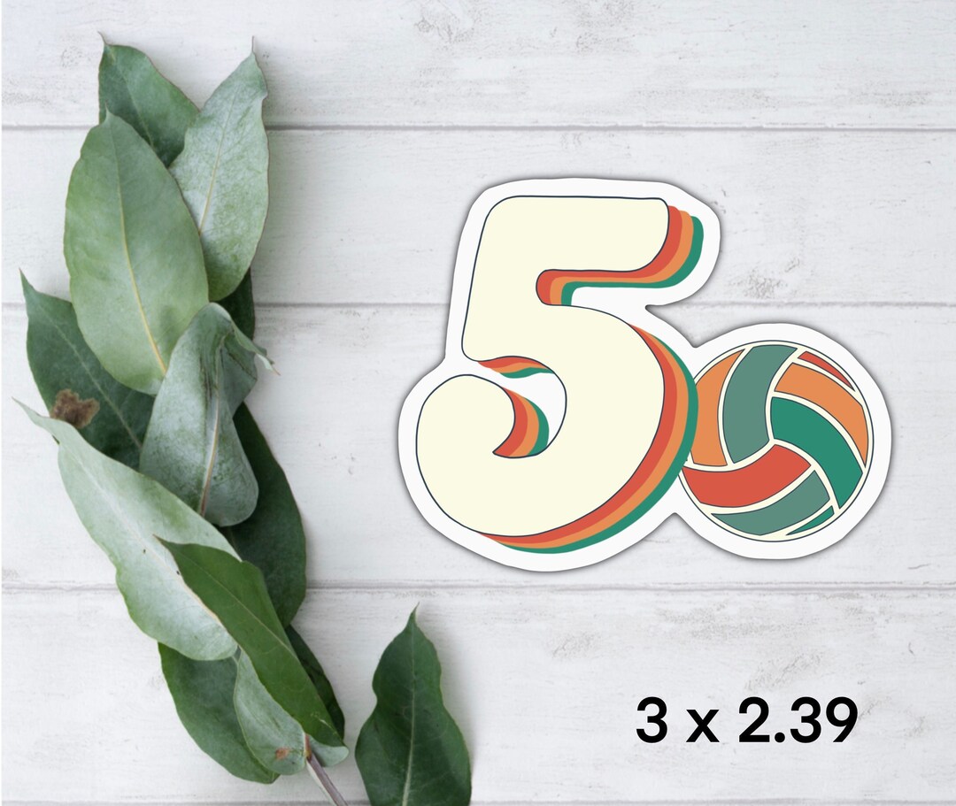 Retro Volleyball Number #5 Sticker - Die Cut - 2.97x3 |colorful ...