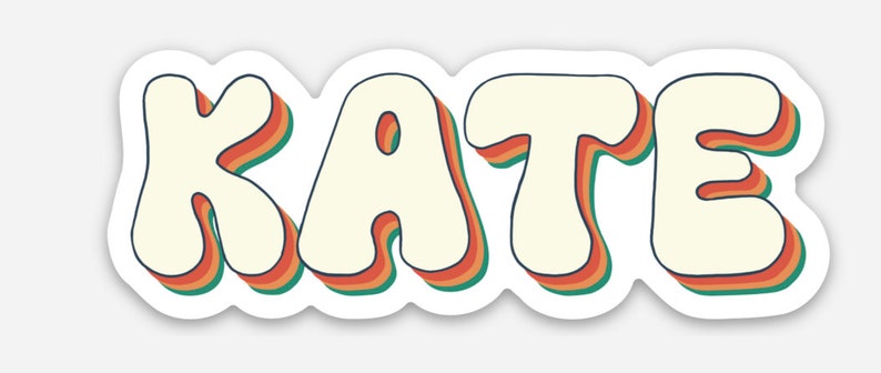 Kate - 3" Sticker,retro Name Sticker, Water Bottle, Laptop Sticker ...