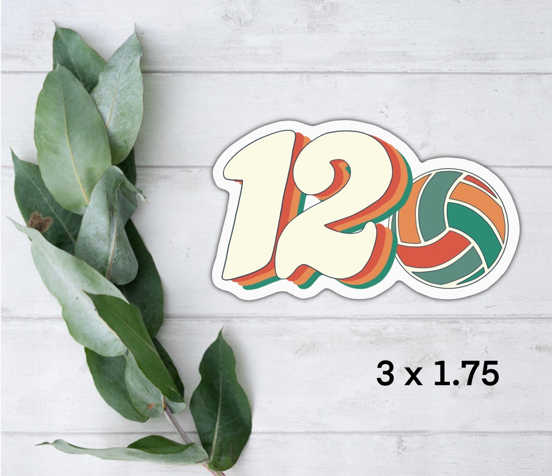 Retro Volleyball Number #12 Sticker - Die Cut - 3x1.75 |colorful ...