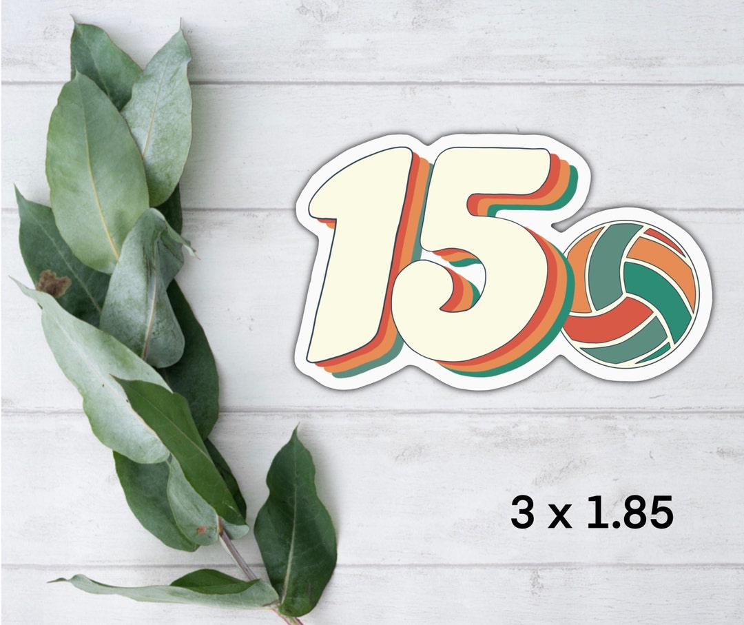 Retro Volleyball Number #15 Sticker - Die Cut - 3x1.85 |colorful ...