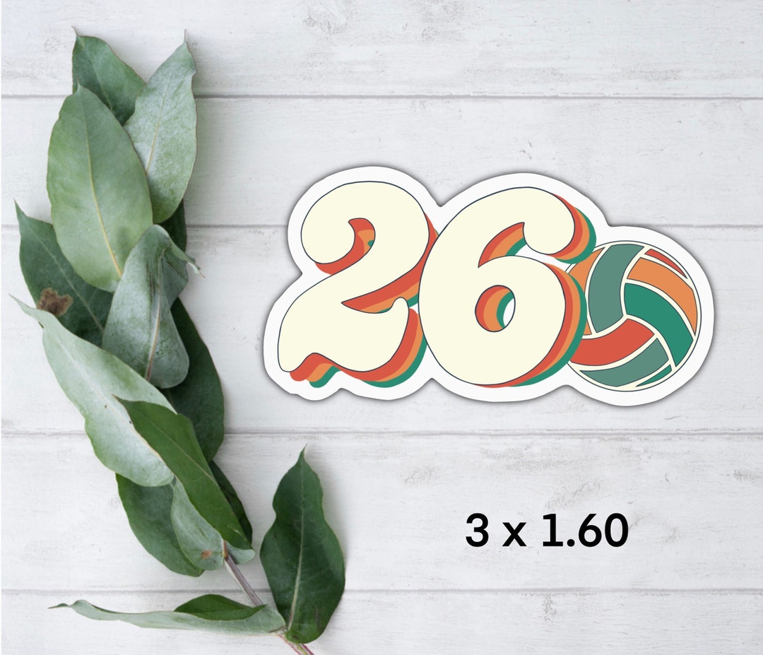 Retro Volleyball Number #26 Sticker - Die Cut - 3x1.60 |colorful ...
