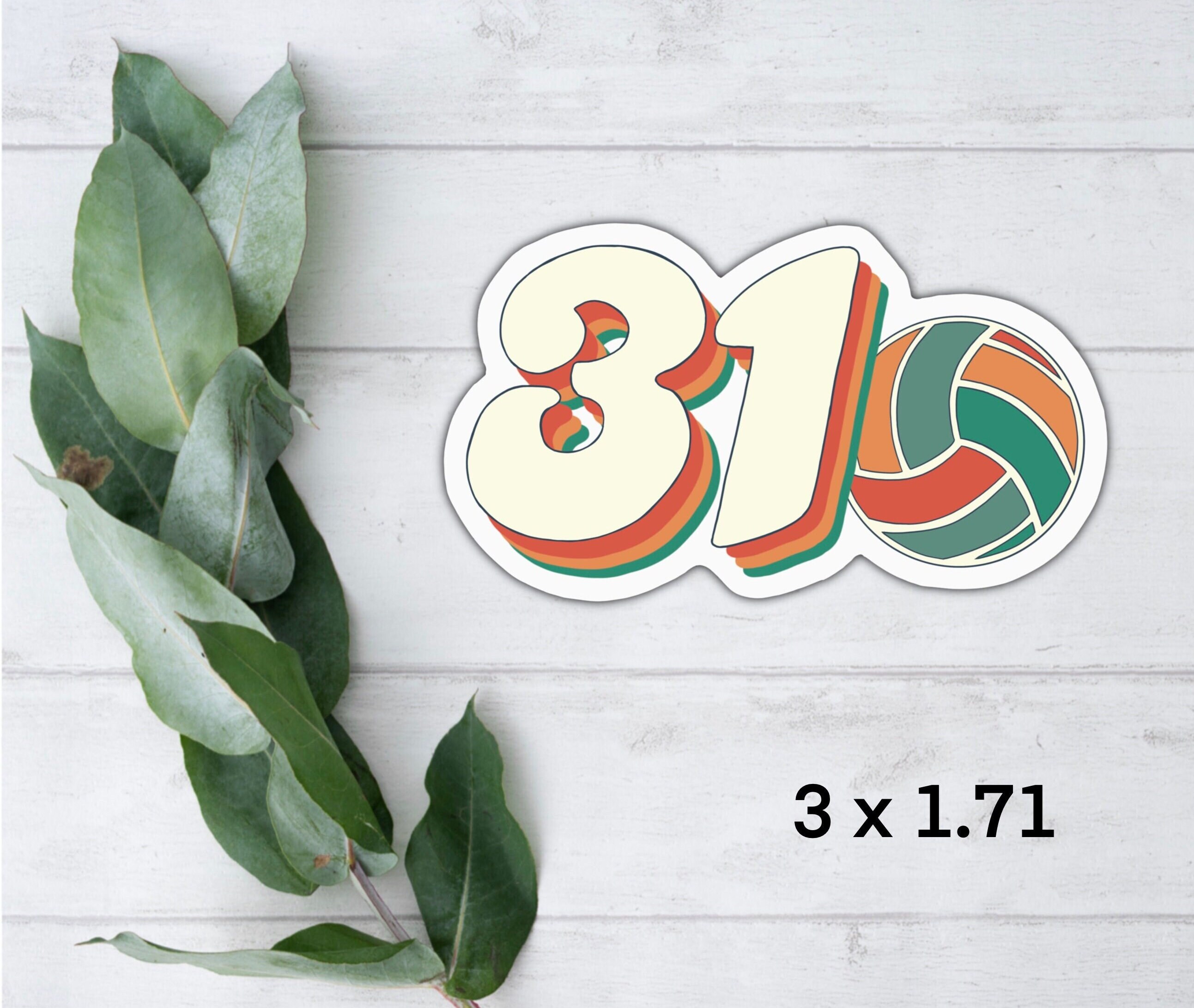 Retro Volleyball Number #31 Sticker - Die Cut - 3x1.71 |colorful ...