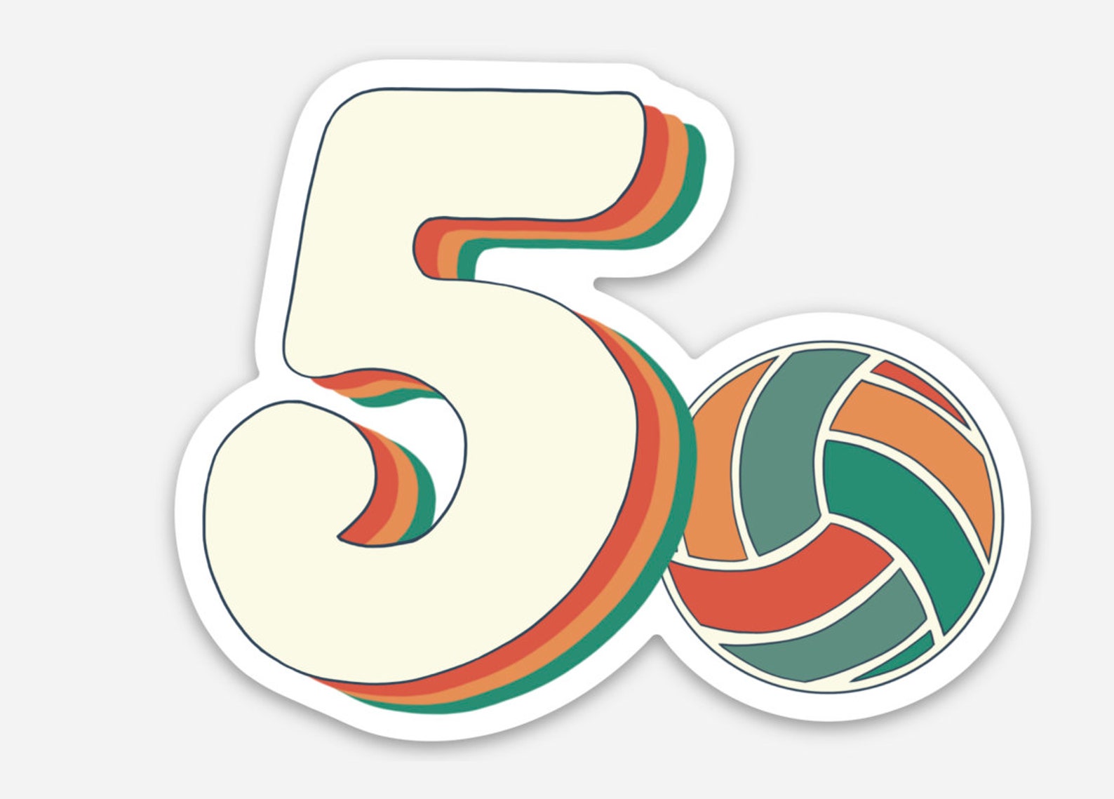 Retro Volleyball Number #5 Sticker - Die Cut - 2.97x3 |colorful ...