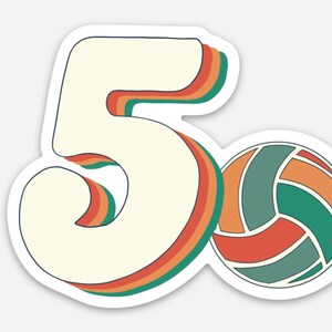 Retro Volleyball Number #5 Sticker - Die Cut - 2.97x3 |colorful ...