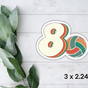 Retro Volleyball Number #8 Sticker - Die Cut - 3x2.24 |colorful ...