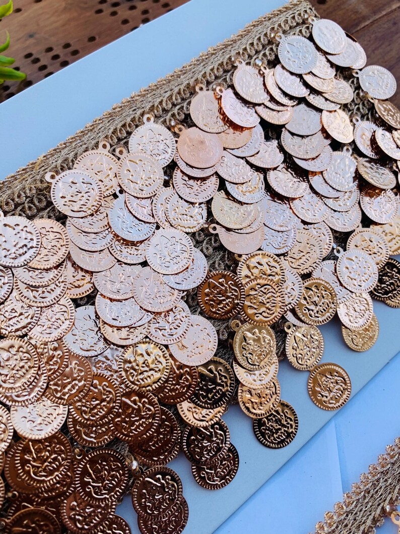 Rose Gold Coin Beaded Trim: Indian Wedding Lehenga Lace (0.98" Inch) - Etsy