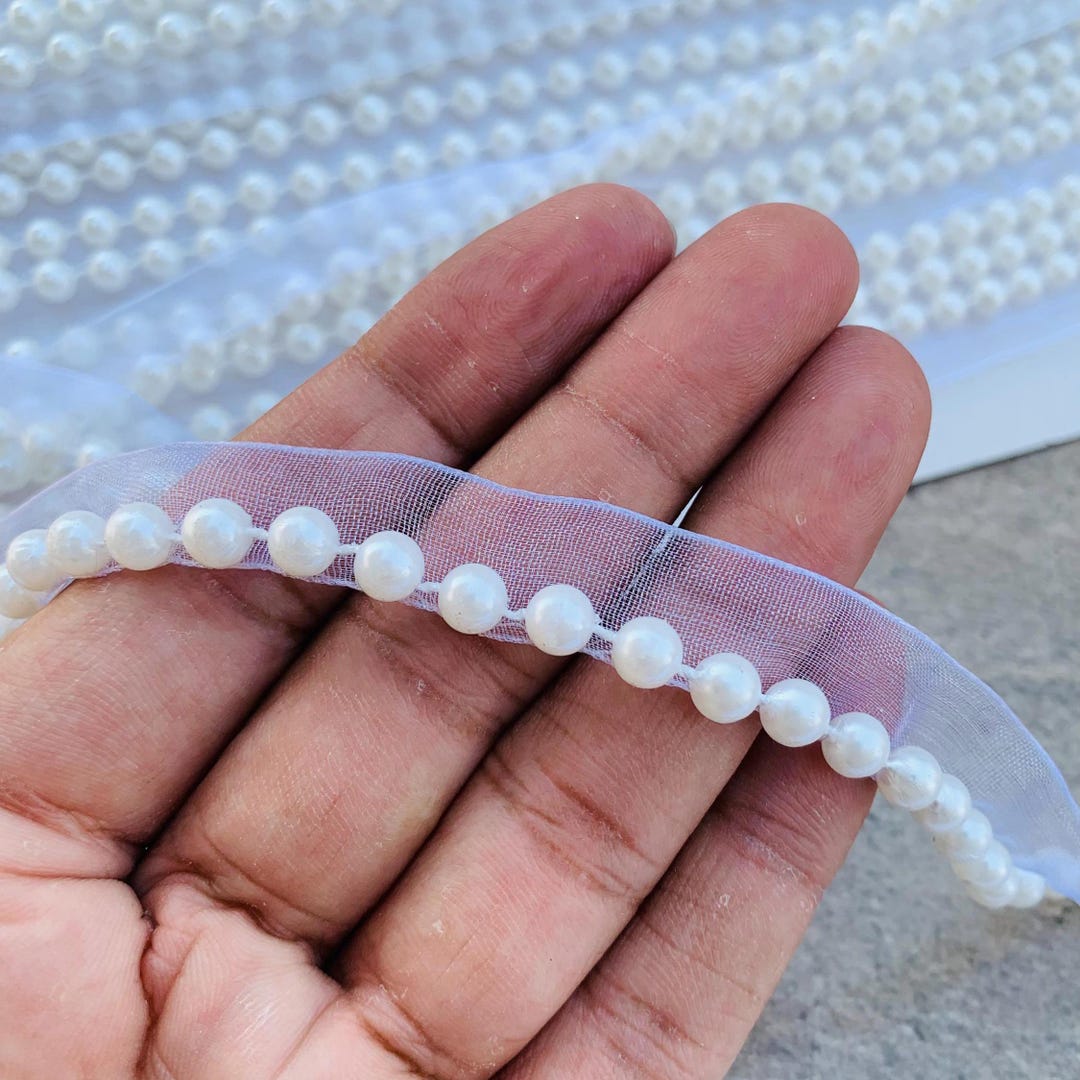 Narrow Pearl Piping Cord Trim Lace, Dupatta Saree Suit Border Ribbon Lace, Indian Embroidered ...