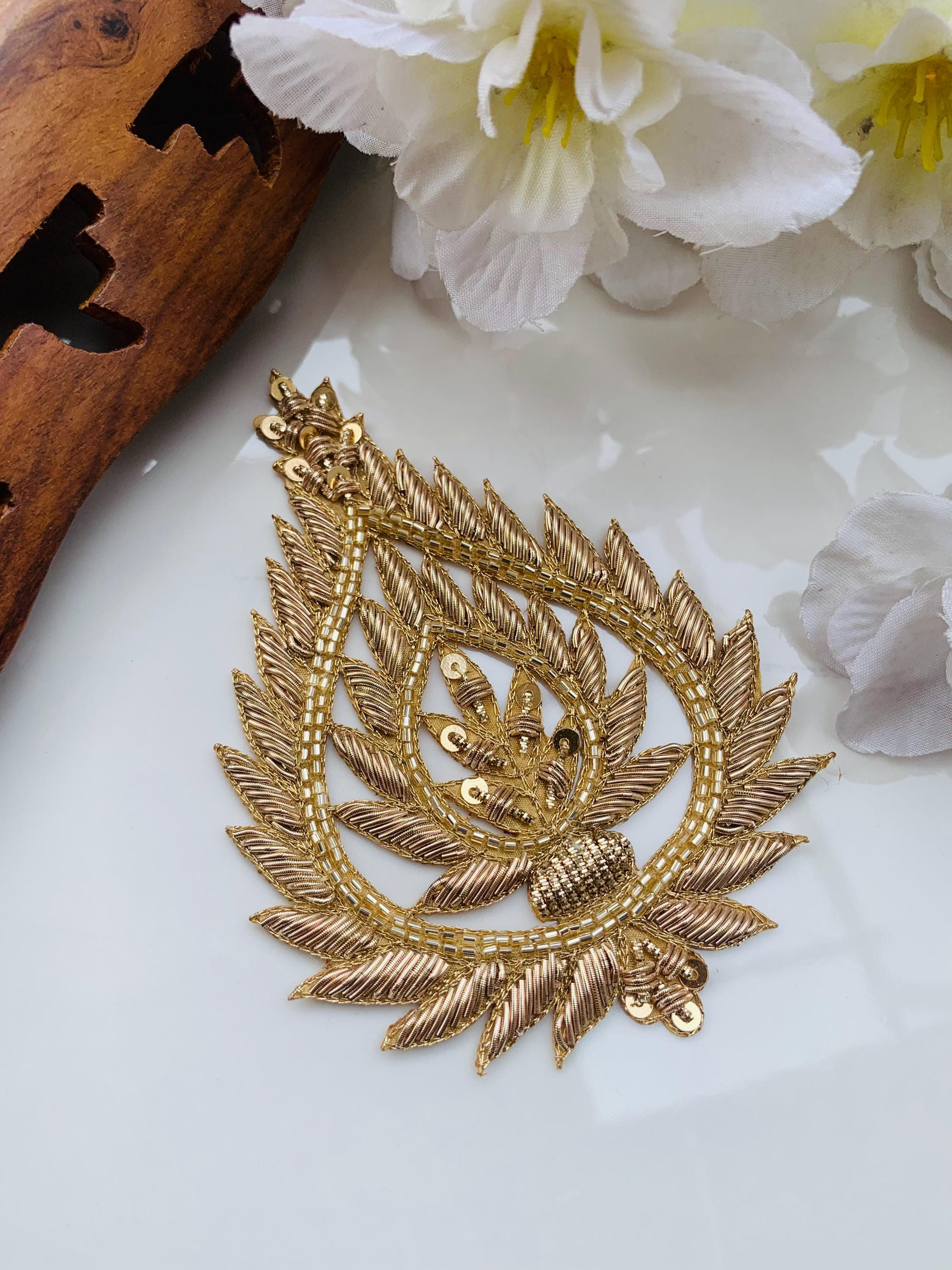 Intricate Royal Embroidery Design Antique Gold Handcrafted Indian ...