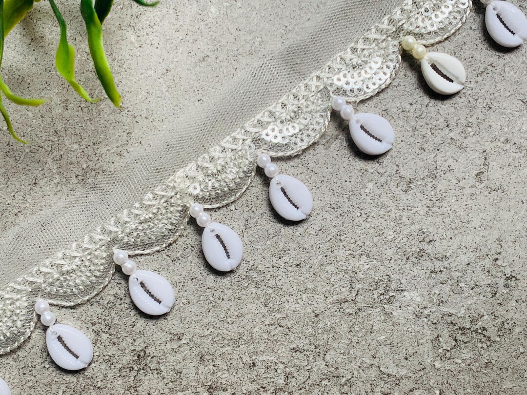 Ivory Color Decorative Cowrie Fringes Trim ,sequence Net Home Decor ...