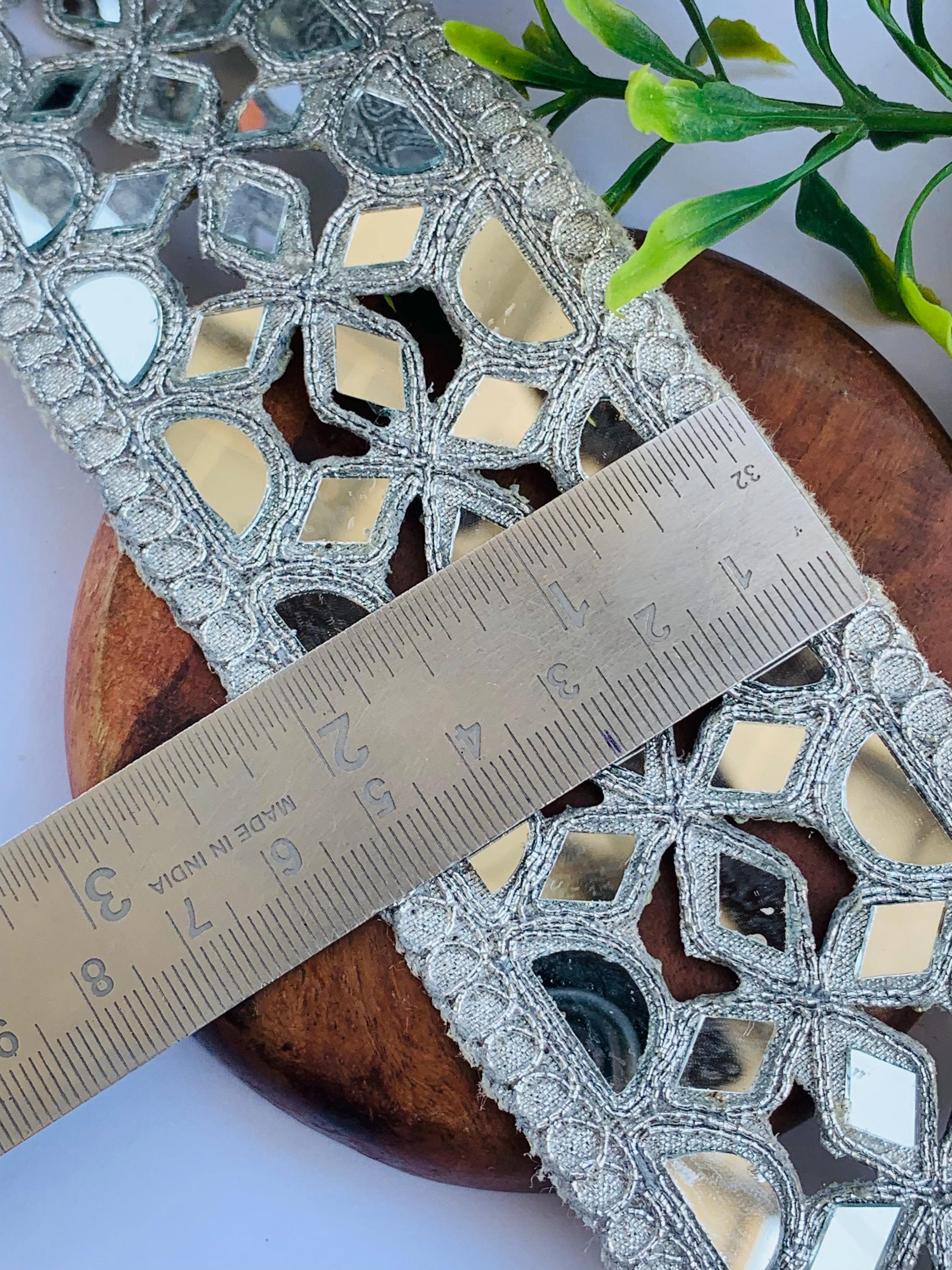 Metallic Silver Mirror Cutwork Trim: Indian Sari Border, Lehenga Lace ...