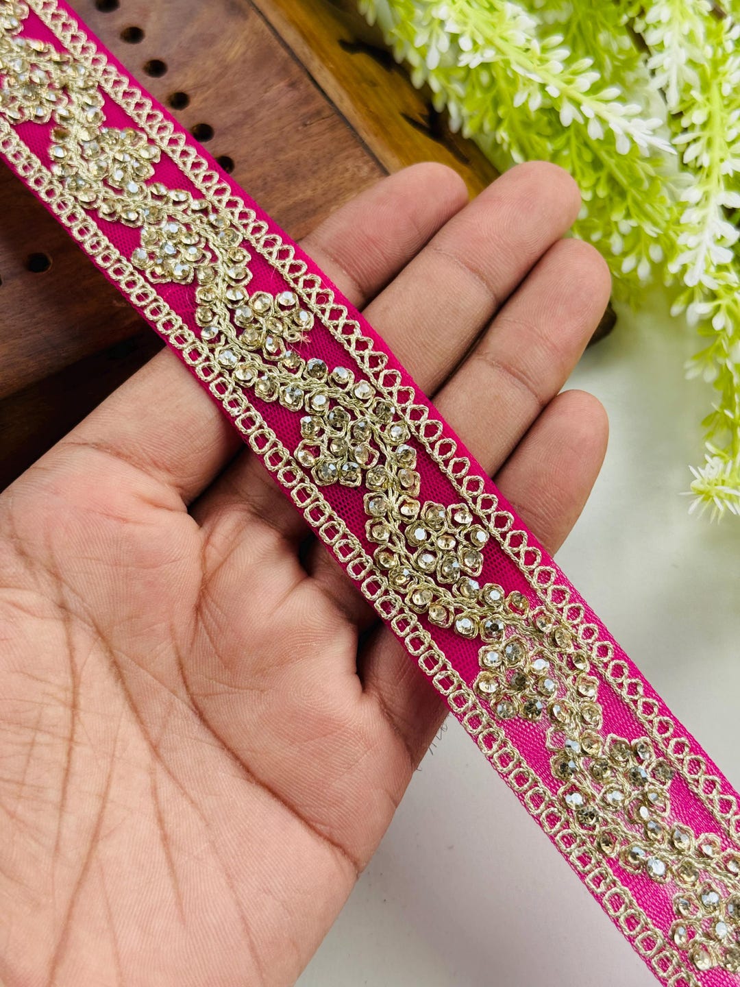 Embroidered Zardozi Saree Trim: Pink Net Lace Border, 3" Wide - Etsy