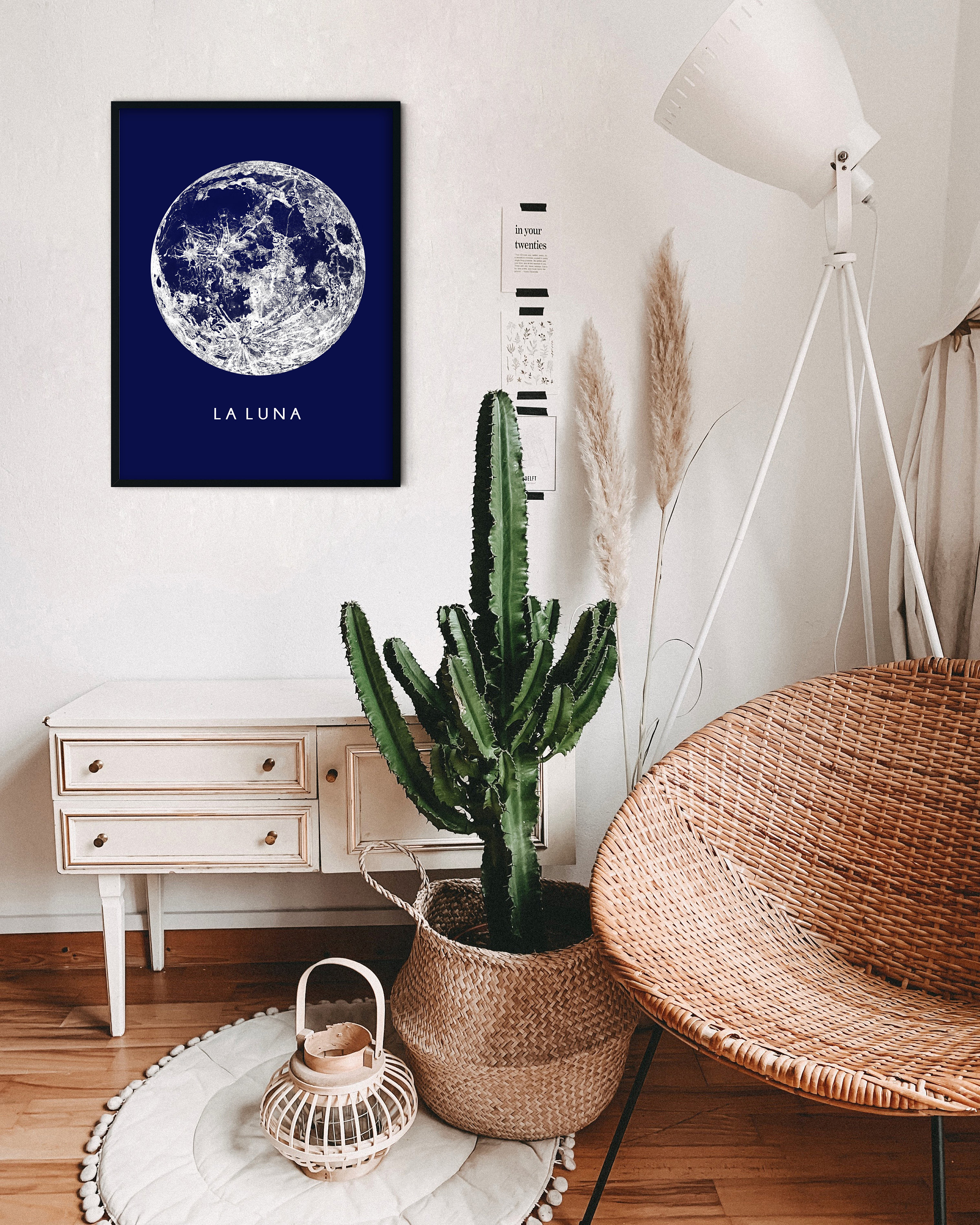 Large Full Moon Art Print - PRINTABLE FILE. La Luna Moon Poster. Lunar ...