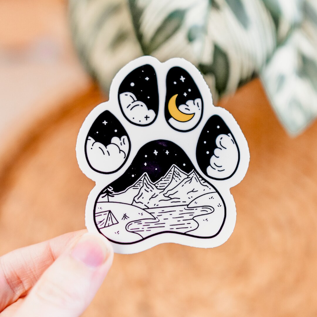 Dog Paw Print Sticker | Mountain Dog Vinyl Sticker | Nature Sticker for ...