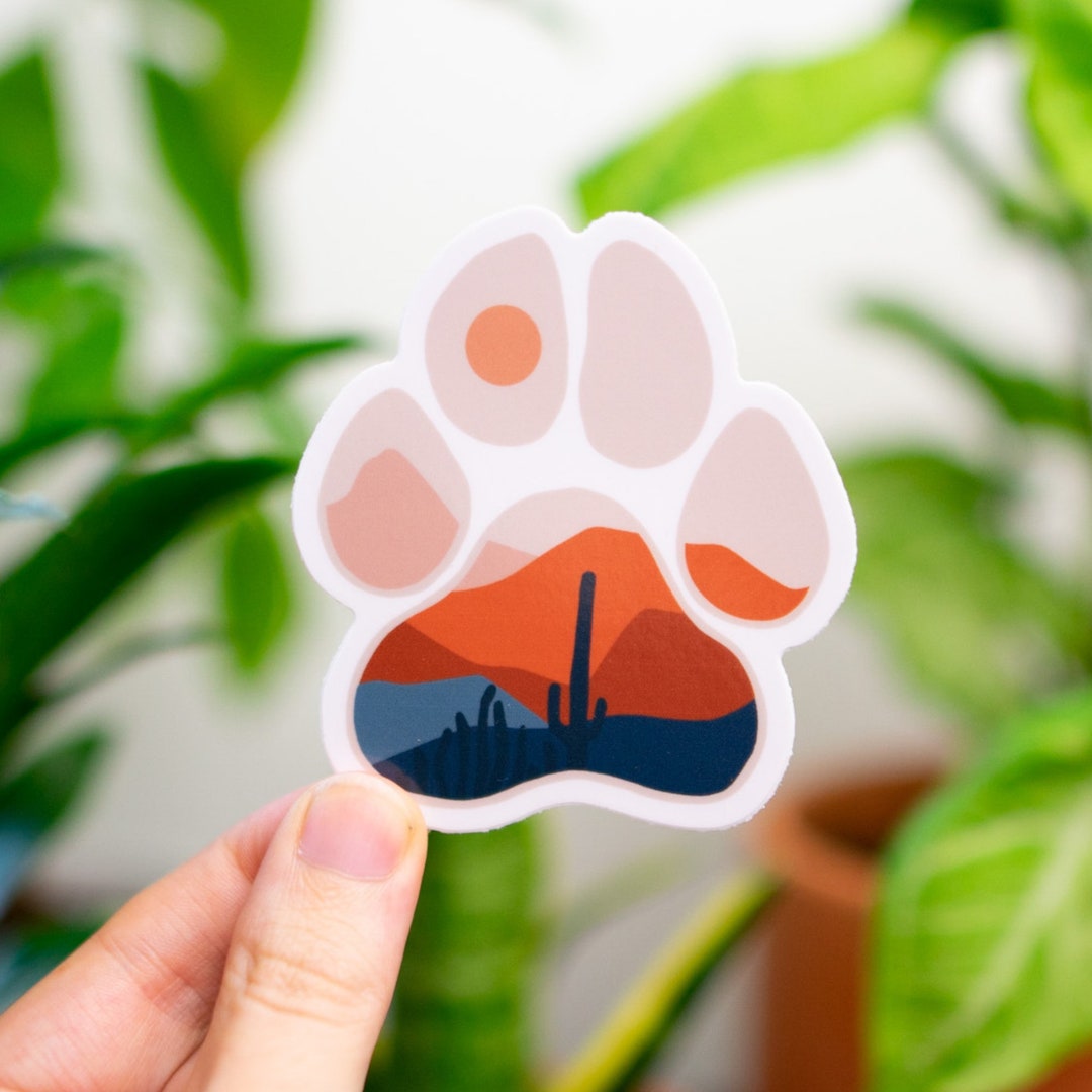 Dog Paw Print Sticker | Desert Dog Vinyl Sticker | Flower Sticker for ...