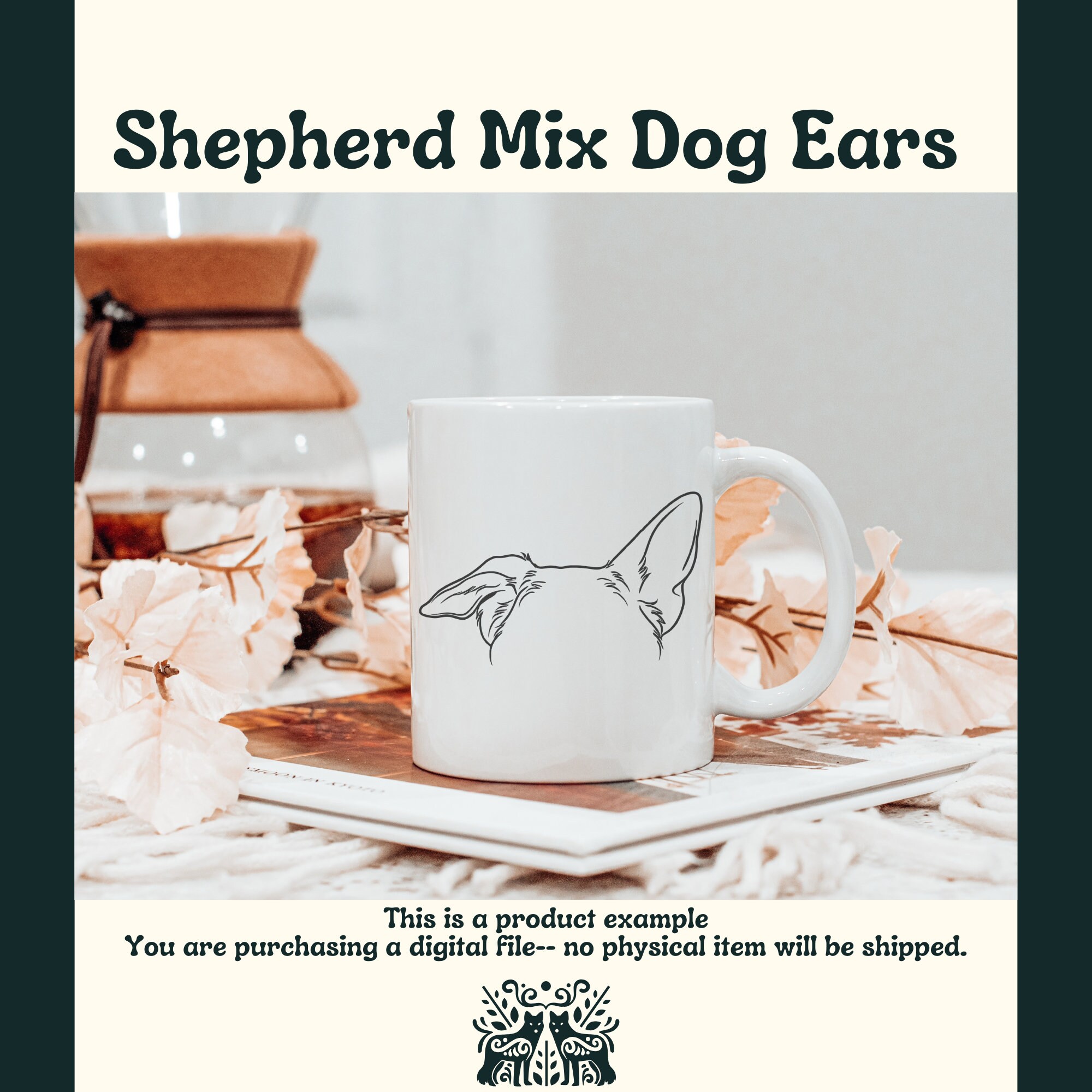 Shepherd Mix Dog Ear Outline SVG Cut File and PNG File for Cricut or ...