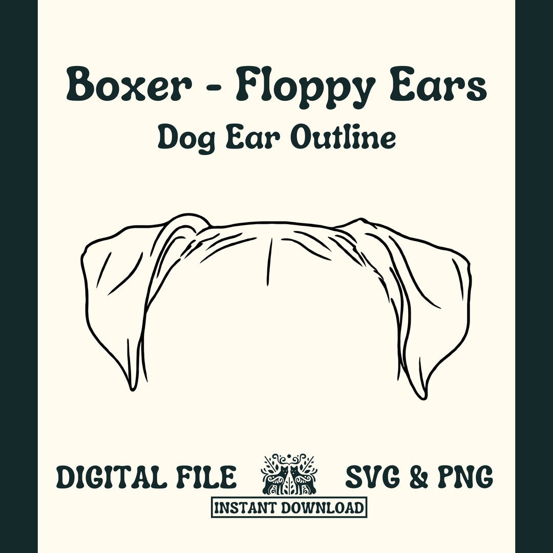 Boxer Dog Ear Outline SVG Cut File and PNG File for Cricut or ...