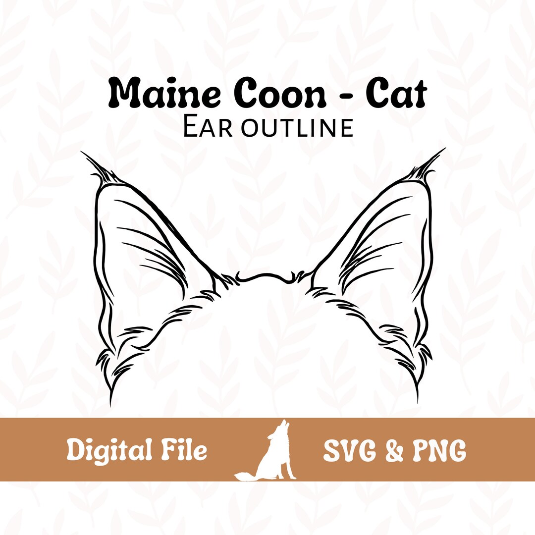 Maine Coon Cat Ear Outline SVG Cut File and PNG File for - Etsy Finland