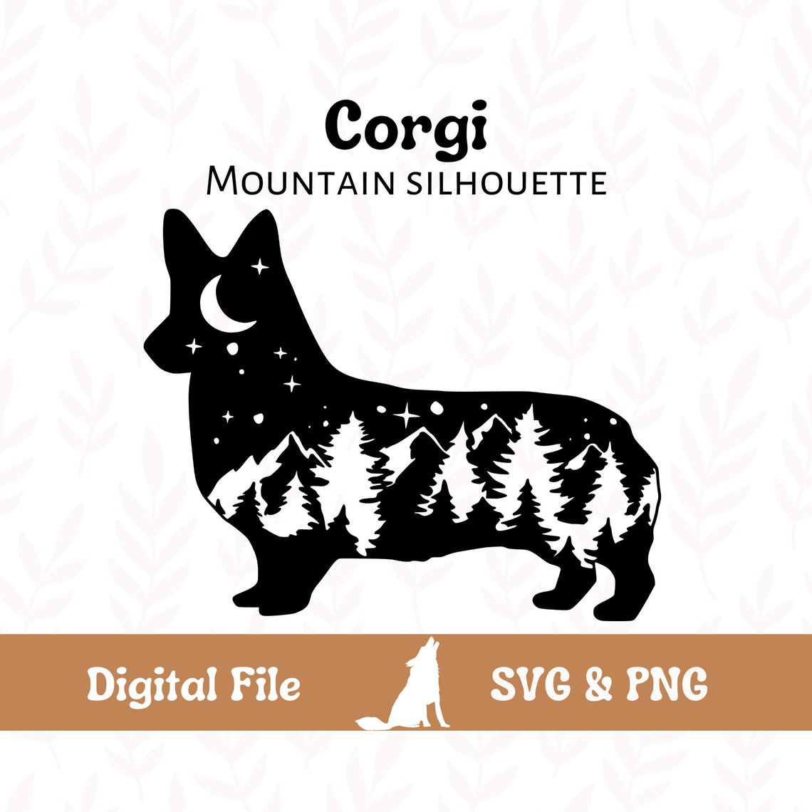 Corgi Dog Silhouette With Mountains SVG Cut File and PNG File - Etsy