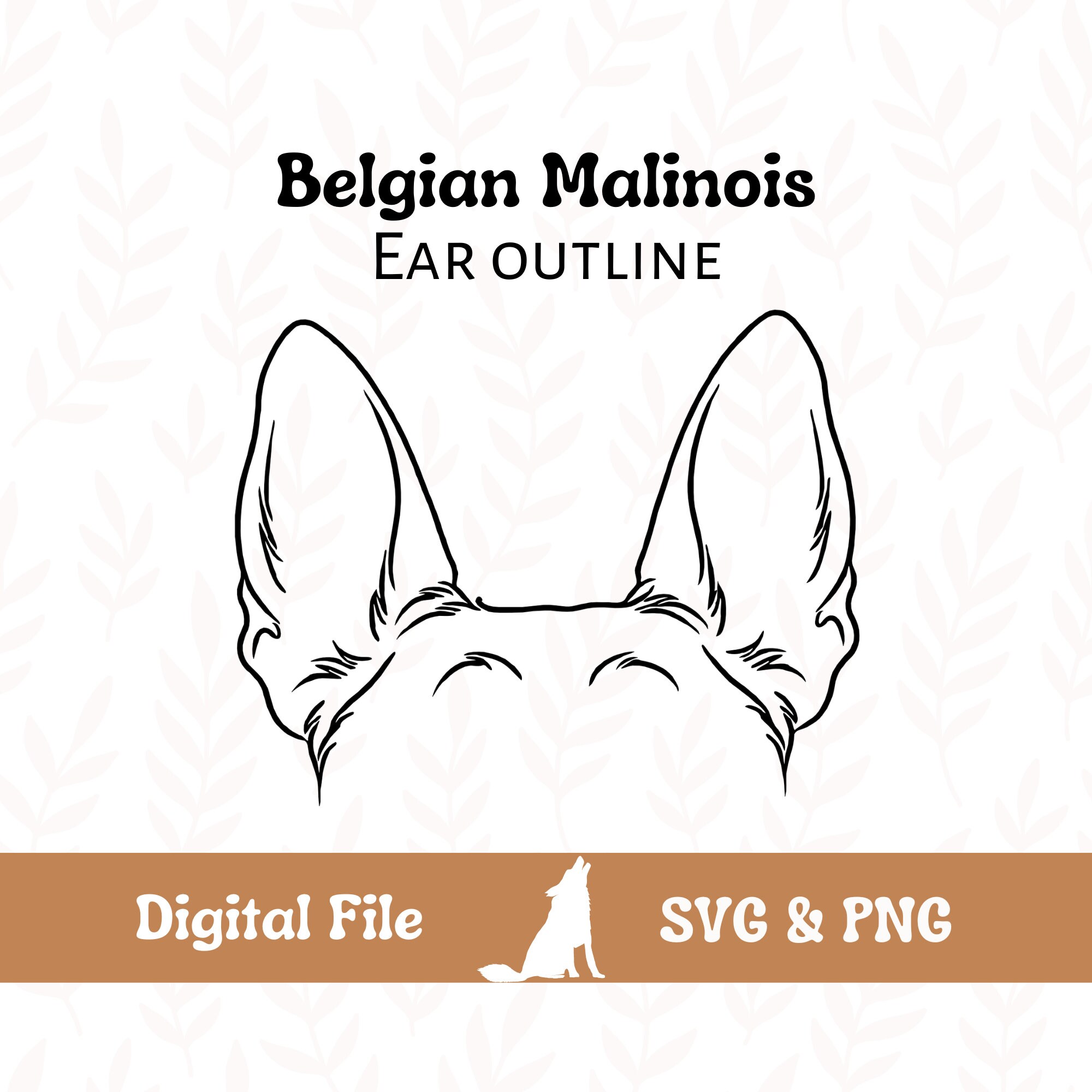 Belgian Malinois Dog Ear Outline SVG Cut File and PNG File for - Etsy ...