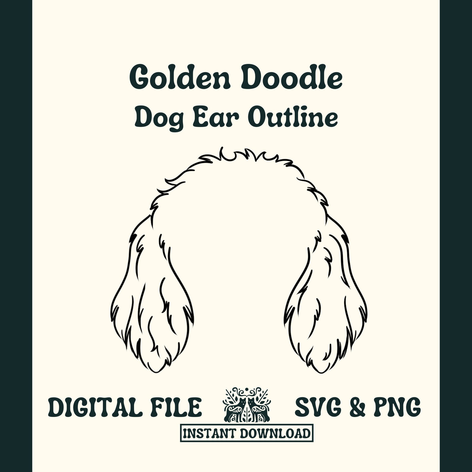 Golden Doodle Dog Ear Outline SVG Cut File and PNG File for Cricut or ...