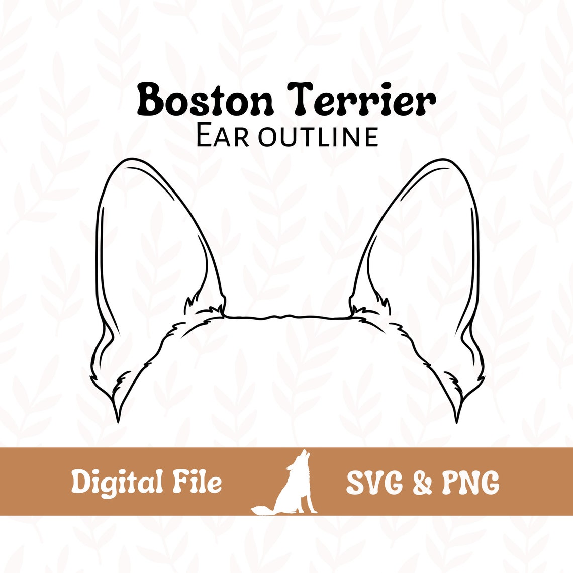 Boston Terrier Dog Ear Outline SVG Cut File and PNG File for - Etsy