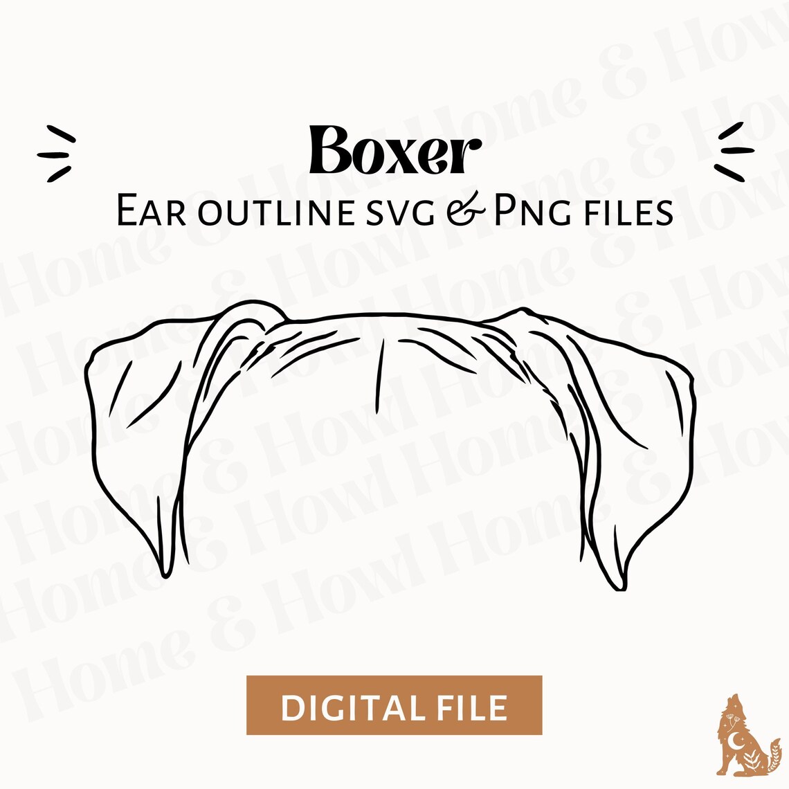 Boxer Dog Ear Outline SVG Cut File and PNG File for Cricut or | Etsy