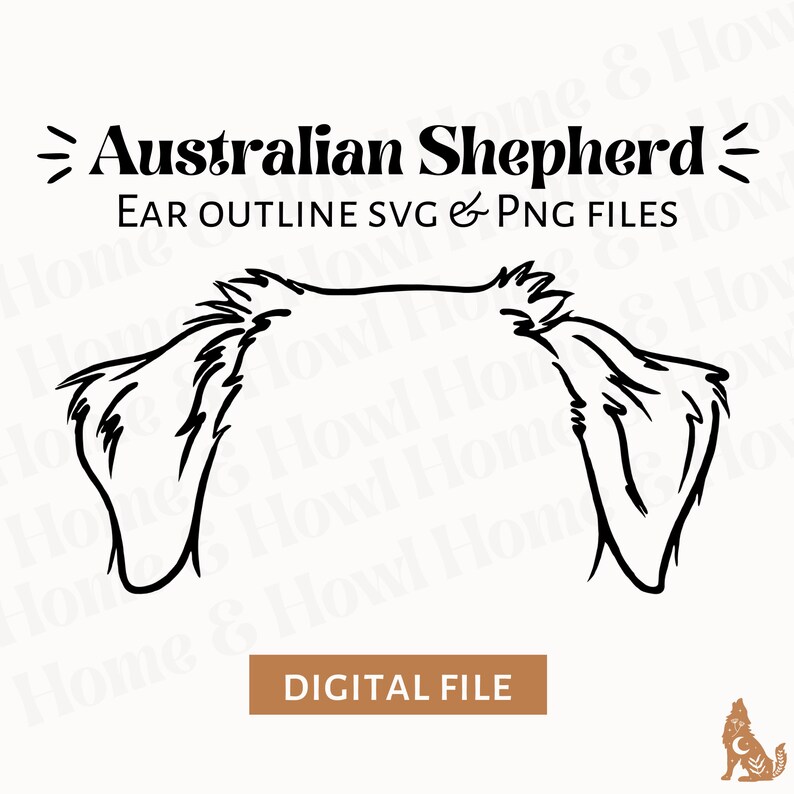 Australian Shepherd Dog Ear Outline SVG Cut File and PNG File - Etsy