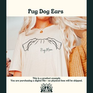 Pug Dog Ear Outline SVG Cut File and PNG File for Cricut or Silhouette ...