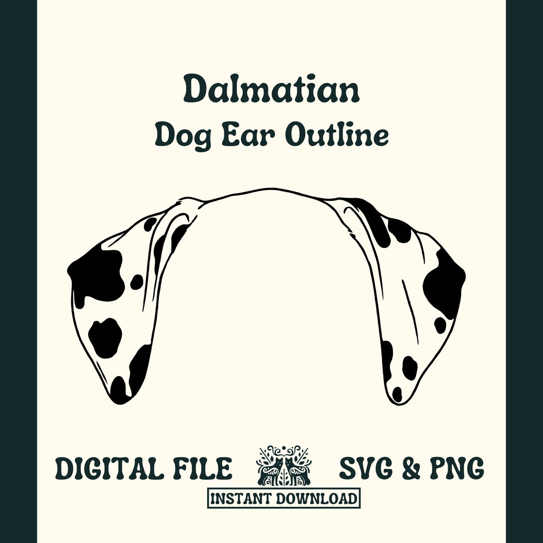 Dalmatian Dog Ear Outline SVG Cut File and PNG File for Cricut or ...