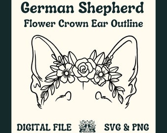 German Shepherd Dog Ear Outline SVG Cut File and PNG (Download Now) - Etsy