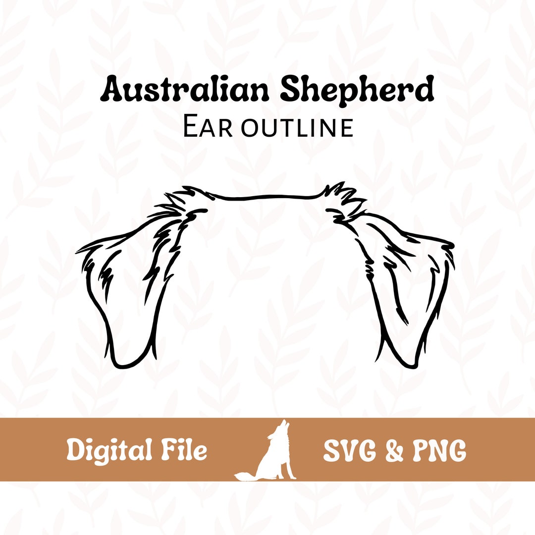 Australian Shepherd Dog Ear Outline SVG Cut File and PNG File - Etsy Canada