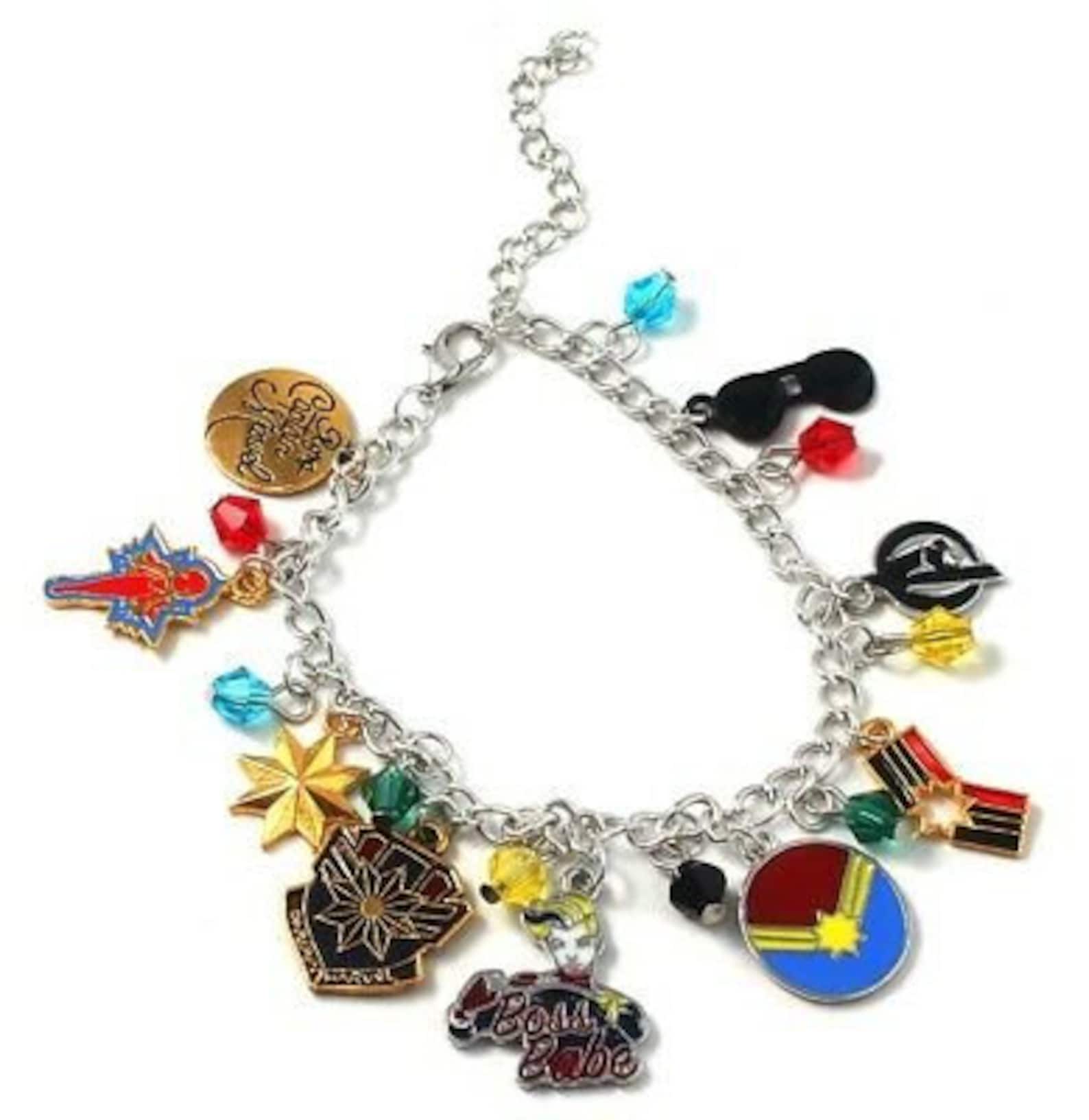 Captain Marvel Themed 9 Charms Metal Novelty Charm Bracelet | Etsy