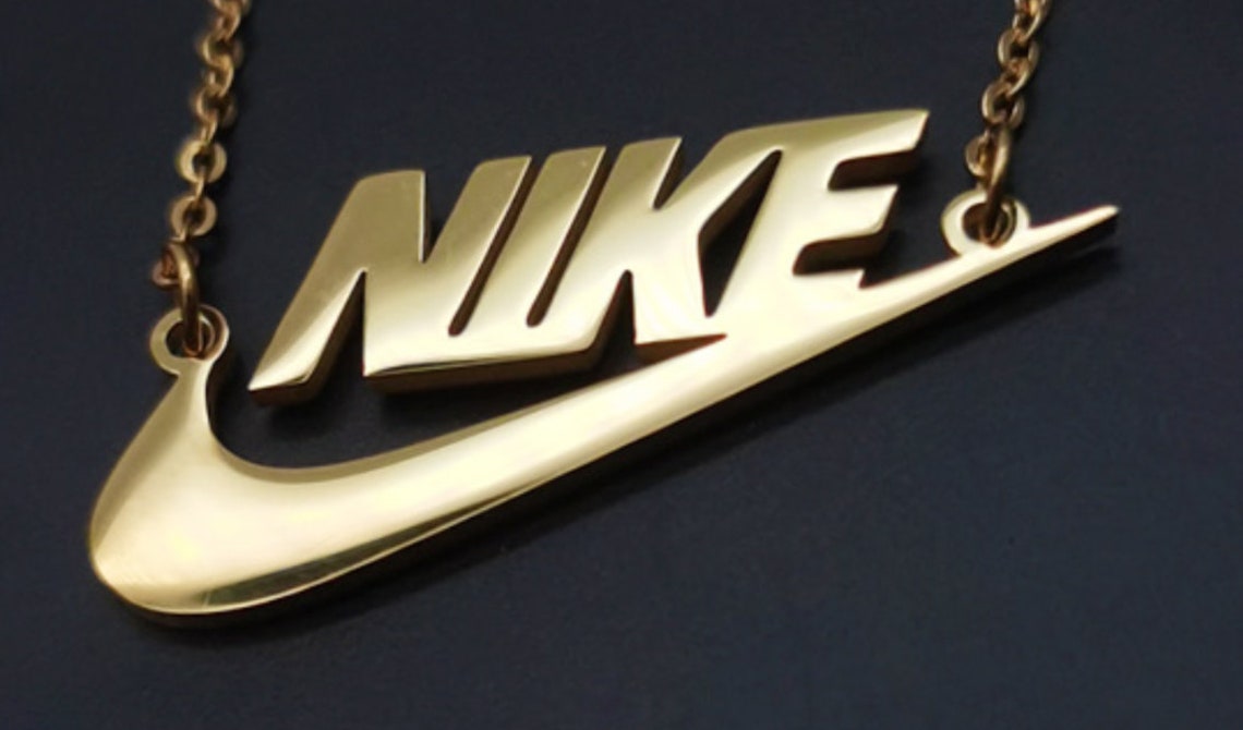 Nike swoosh necklace chain and pendant gold coloured stainless | Etsy