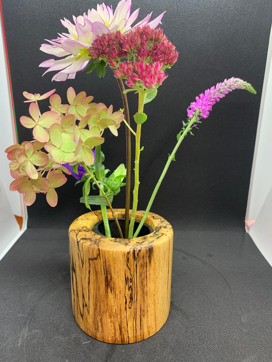 Spalted Hickory Ikebana Bowl With Frogger - Etsy