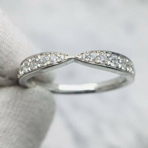 Bow Tie Shaped Diamond Wedding Band, 14k White Gold, Prong Channel Set ...