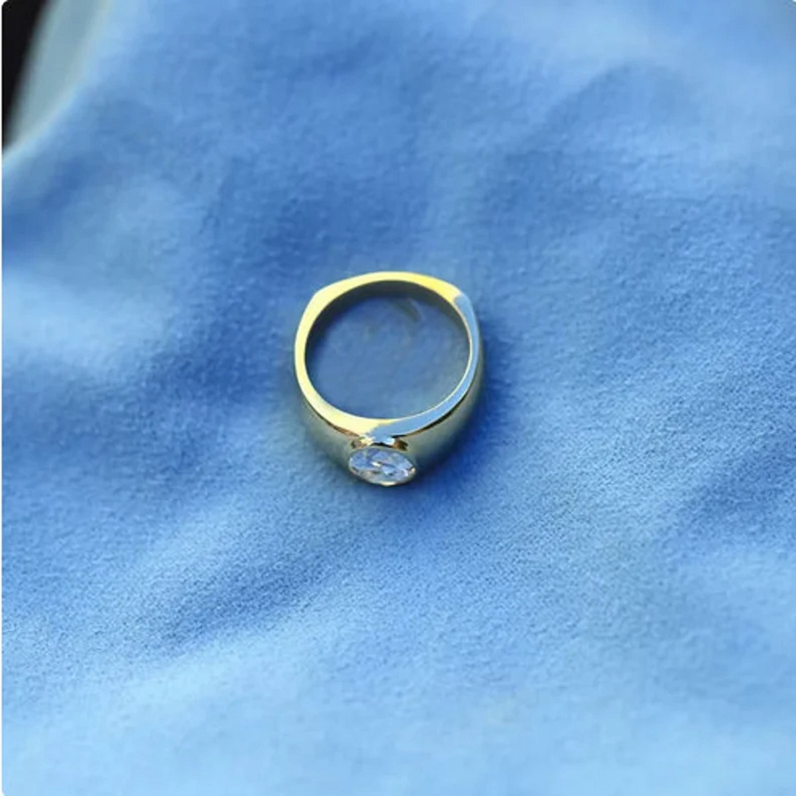 14k Gold Chunky Moissanite Ring: Unisex Bezel Dome Solitaire - Etsy