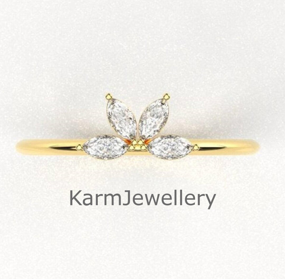Marquise Flower Ring, Four Marquise Shape Ring, Flower Wedding Ring ...