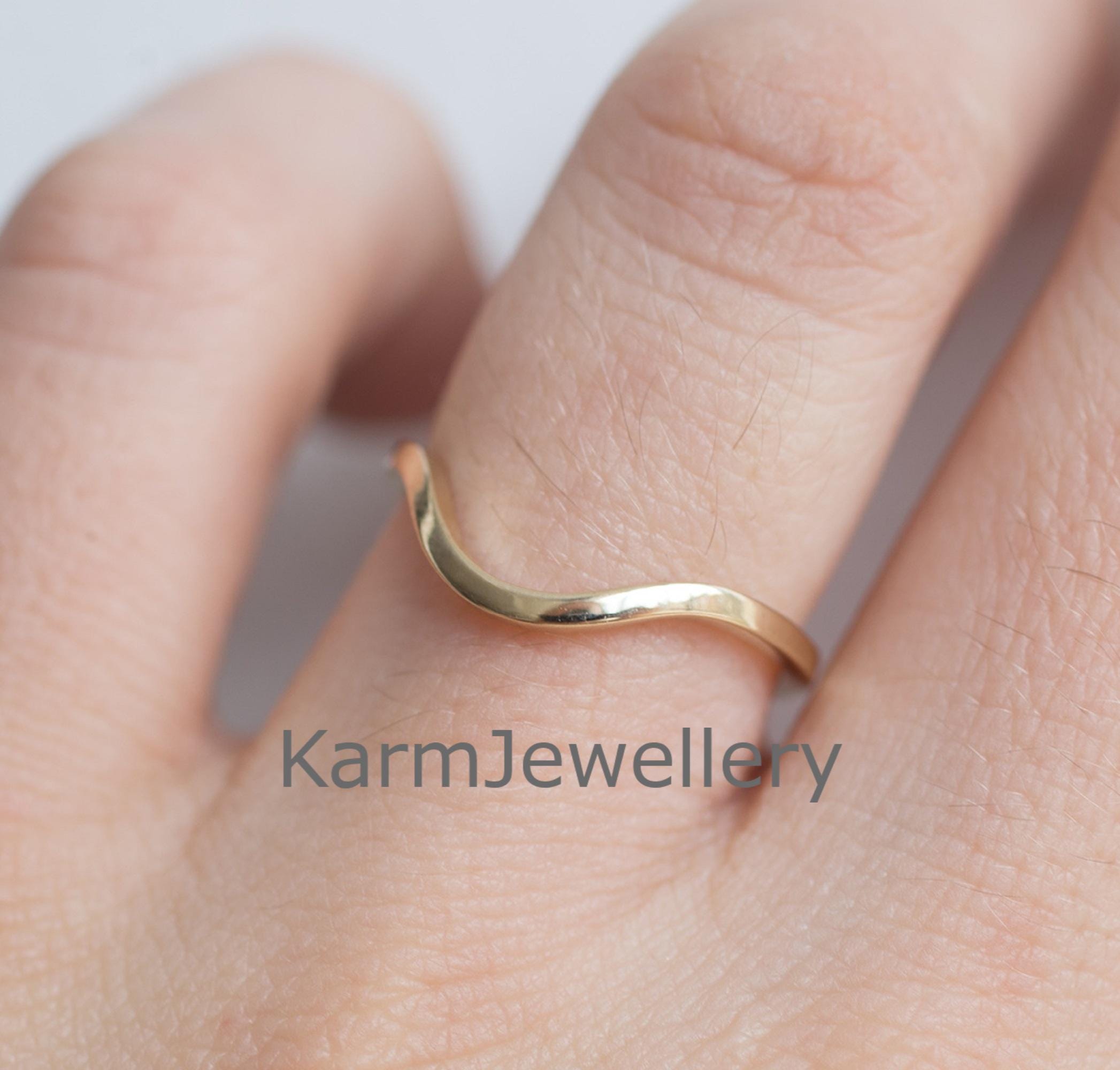 14k Curved Engagement Band, Real Gold Wedding Band, 1.5 MM Curved ...