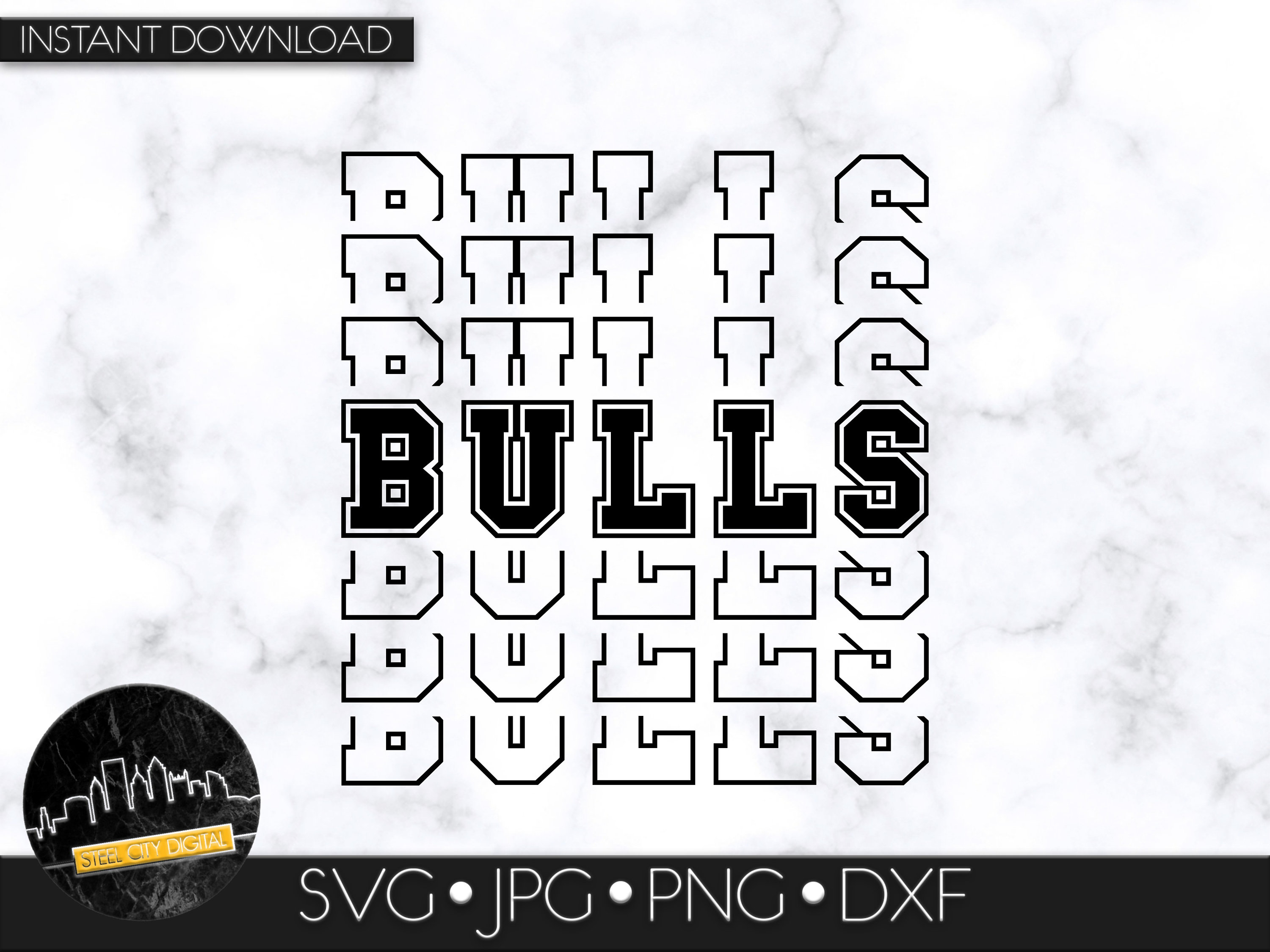 Bulls SVG Digital Download, SVG Cut File, SVG for Cricut or Silhouette ...