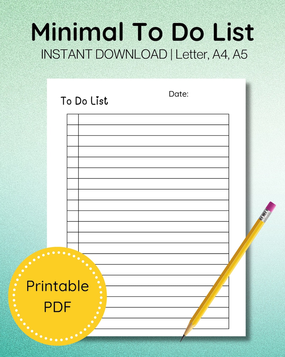 Printable Minimal to Do List, Simple Task List Template, Simple to Do ...