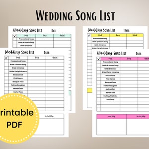 Wedding Song List, DJ Playlist, Wedding Day Song List, Printable ...