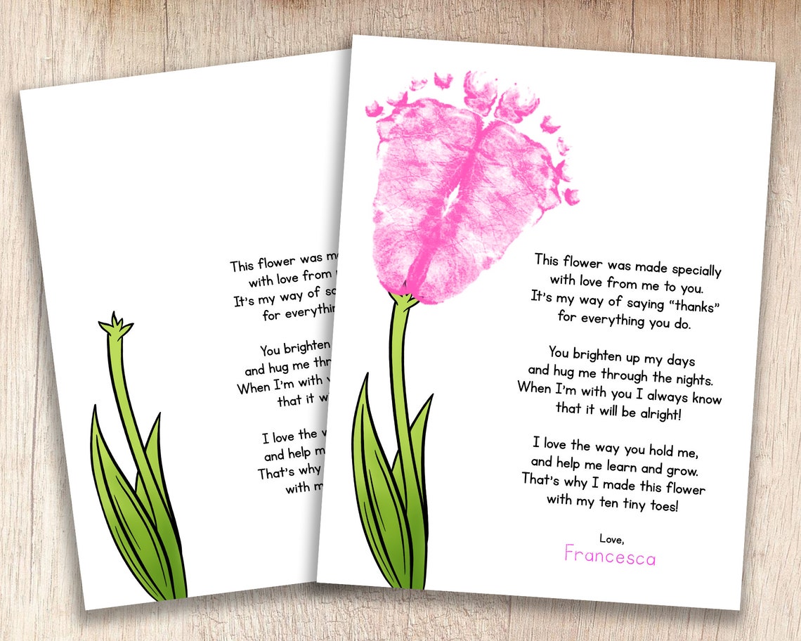 Mother's Day Flower, Poem + Printable | Kids' Footprint Keepsake ...