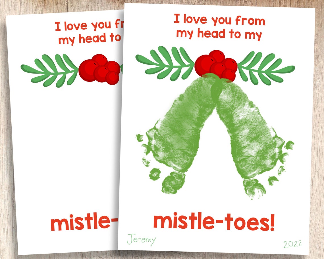 Mistletoe Christmas/holiday Printable Kids' Handprint - Etsy
