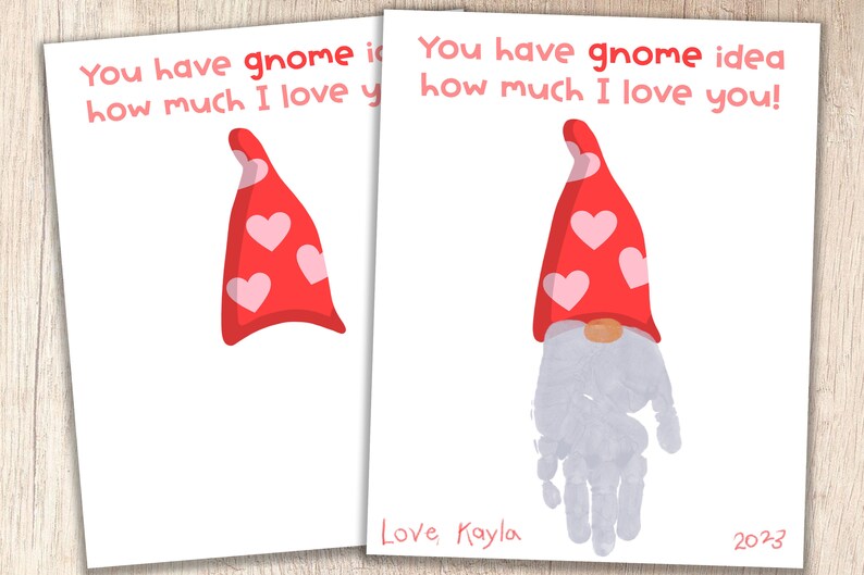 Valentine's Day Gnome Printable Kids' Handprint Keepsake Teacher/parent ...