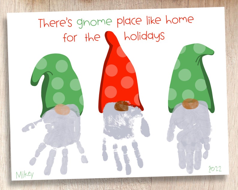 Gnome Christmas/holiday Printable Kids' Handprint - Etsy