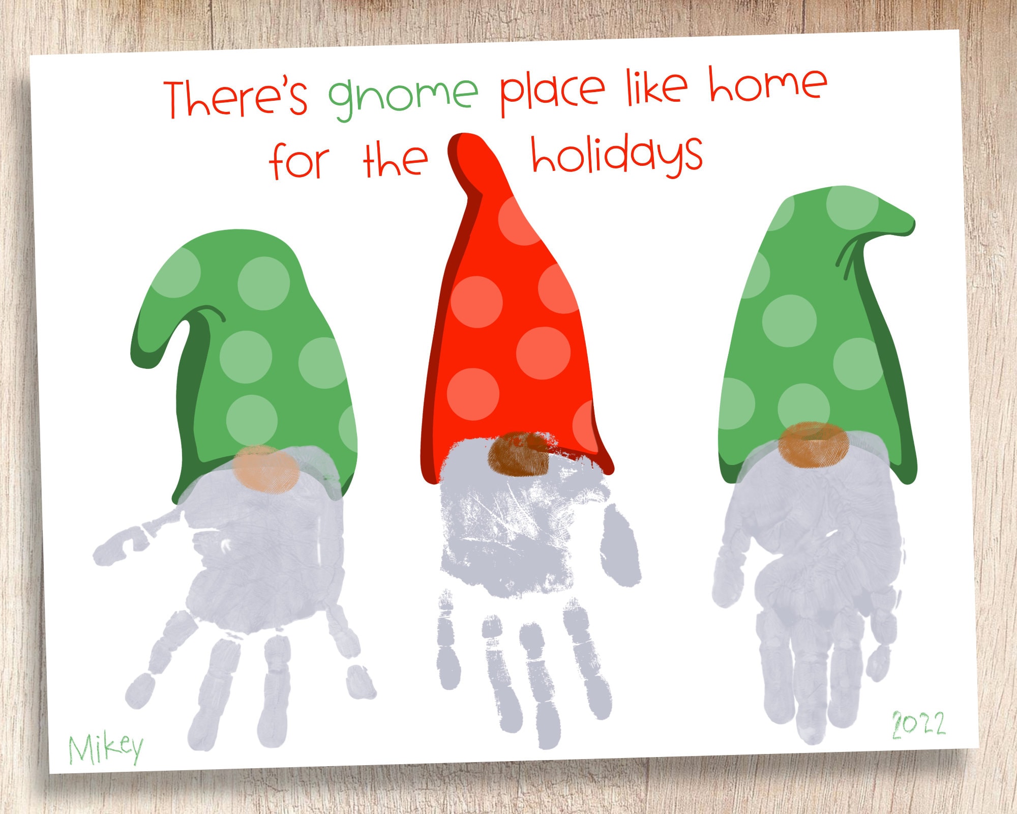 Gnome Christmas/holiday Printable Kids' Handprint - Etsy Canada