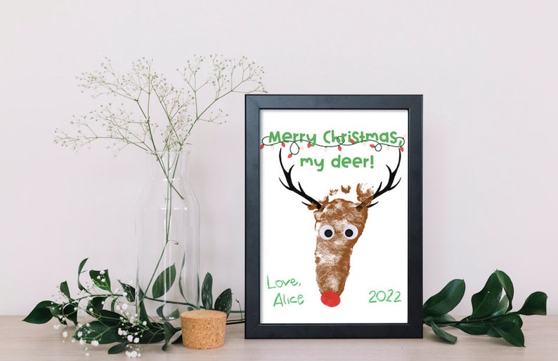 Reindeer Christmas/holiday Printable Kids' Handprint - Etsy