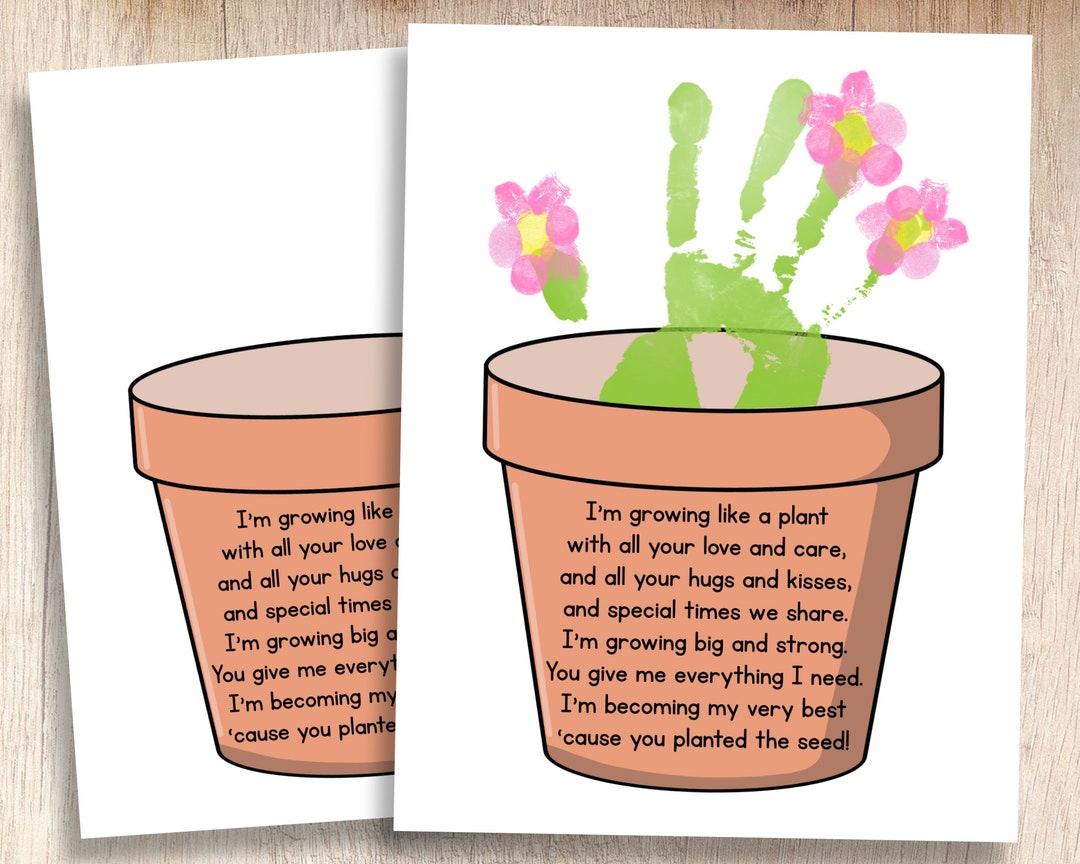 Mother's / Father's Day Plant Printable | Kids' Handprint Keepsake ...