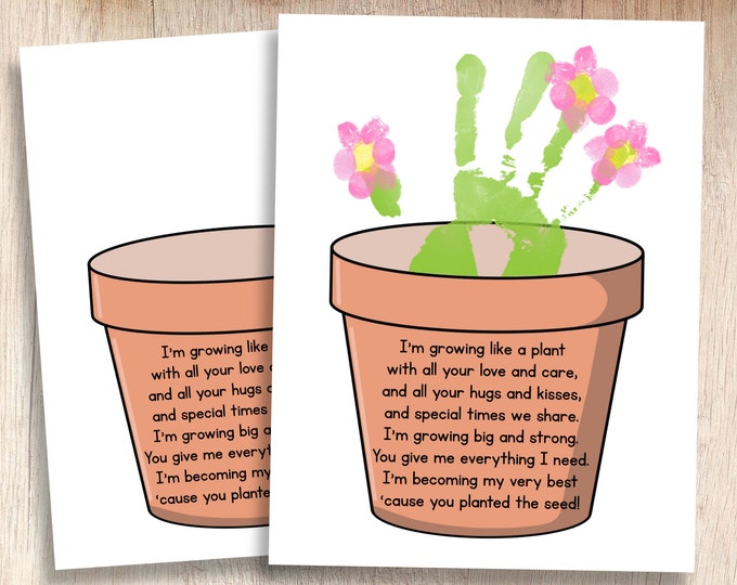 Mother's / Father's Day Plant Printable | Kids' Handprint Keepsake ...